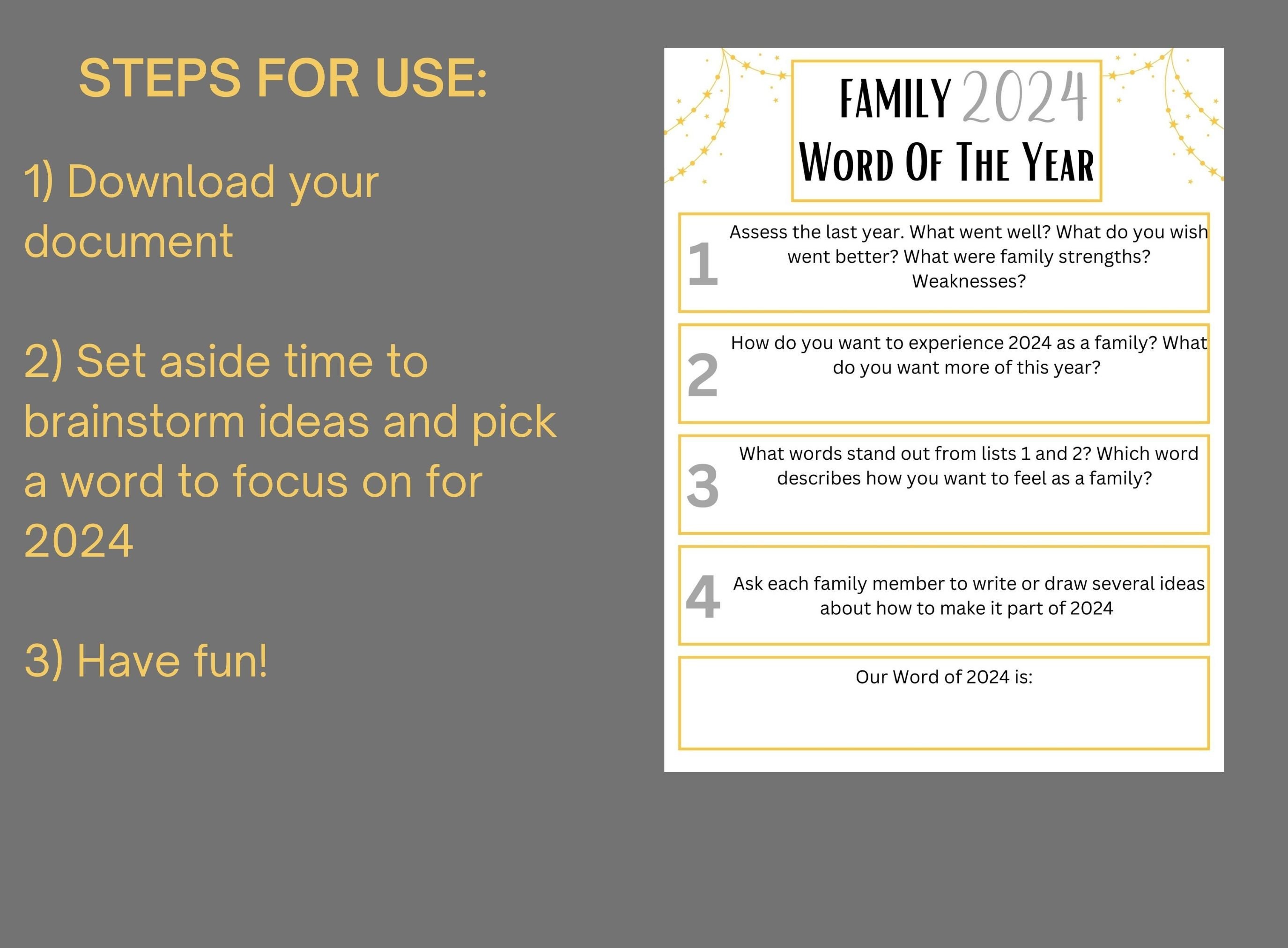 2024 Word of the Year Family Edition, Family New Year Activity ...