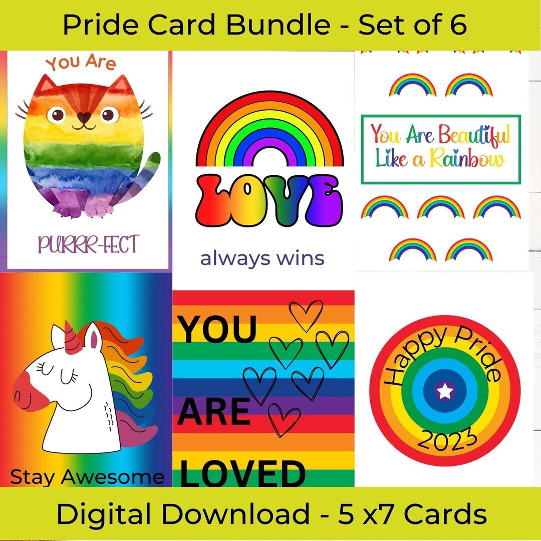 Printable Pride Cards for Pride Month Printable Rainbow Cards - Etsy