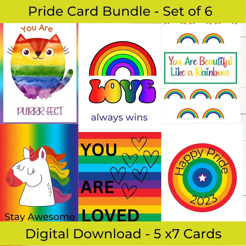 Printable Pride Cards for Pride Month Printable Rainbow Cards - Etsy