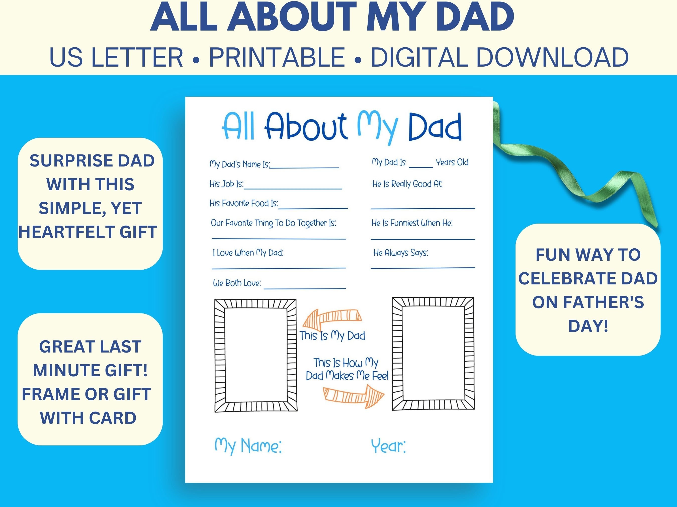 All About Dad Interview Printable, Last Minute Father's Day Gift, Fun ...