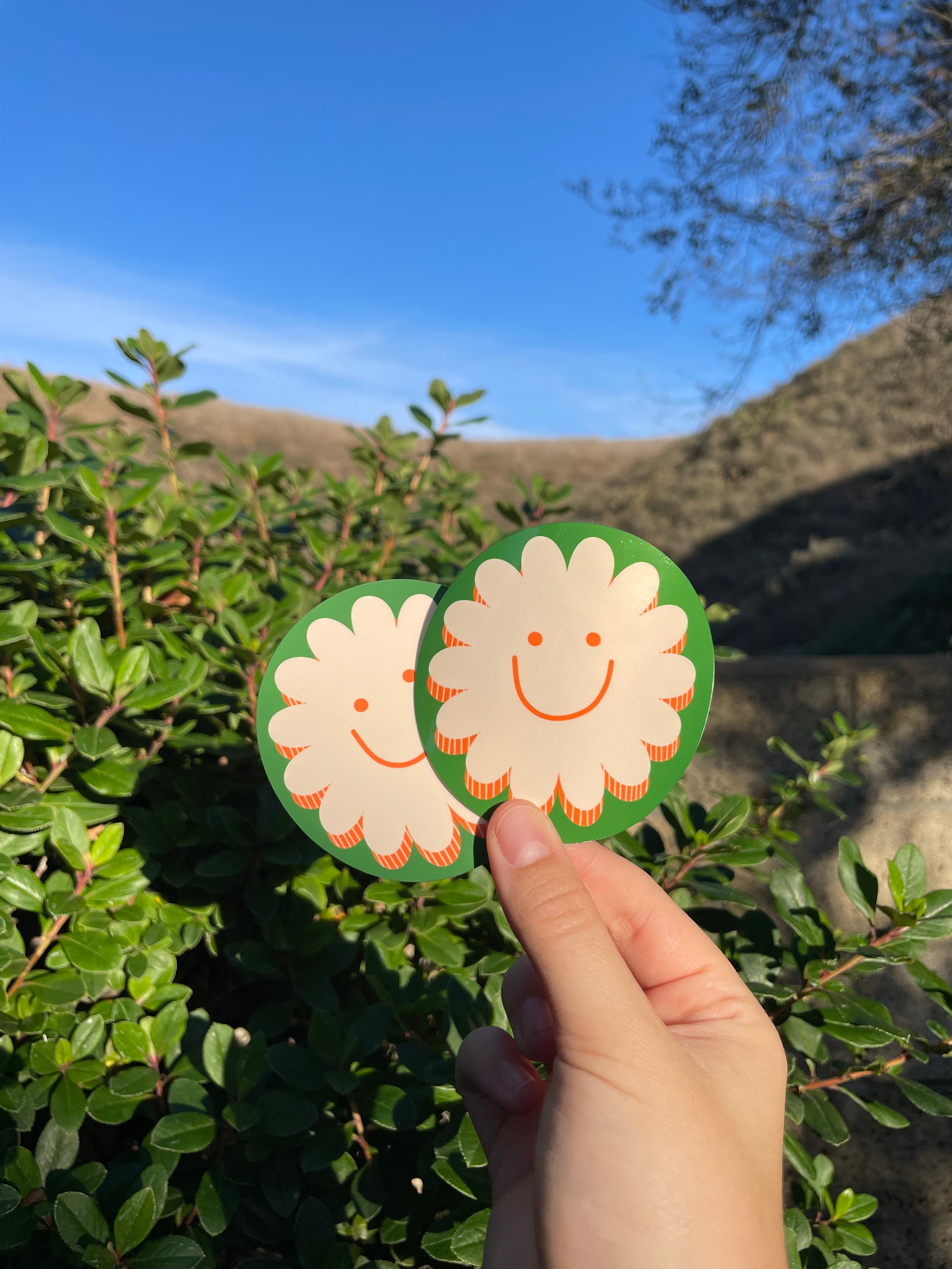 Smiley Flower Sticker | Waterproof, Glossy or Matte, Vinyl - Etsy