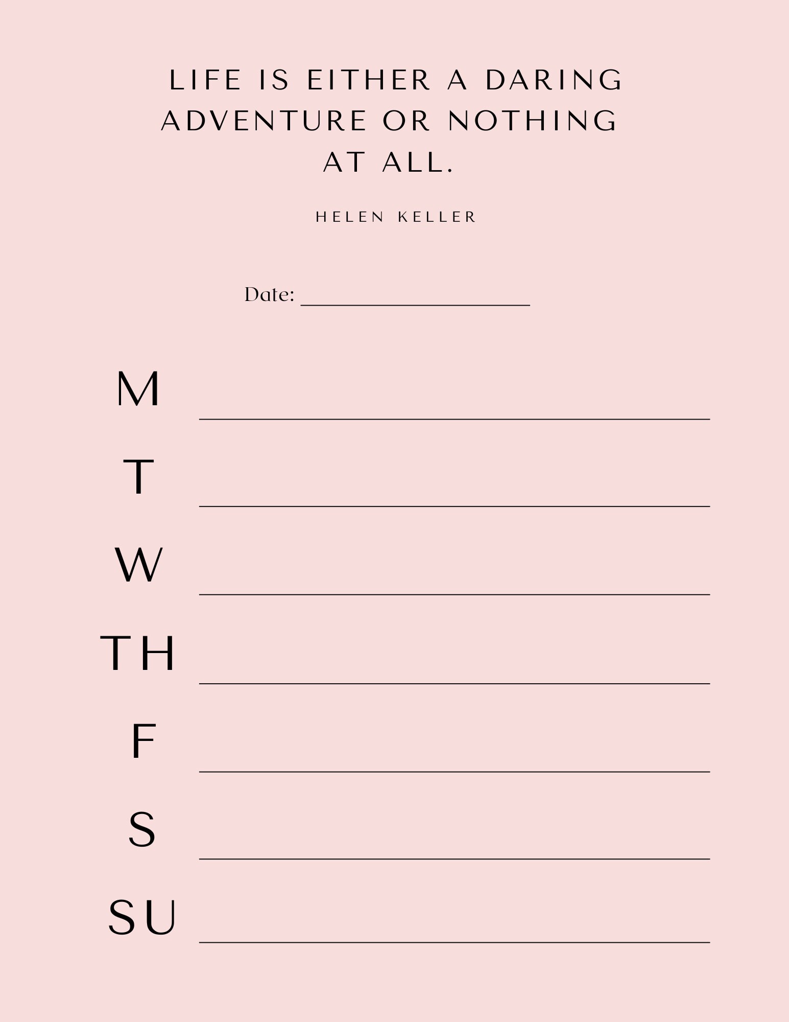 Printable Weekly to Do Template With Inspirational Quotes - INSPIRE SET ...