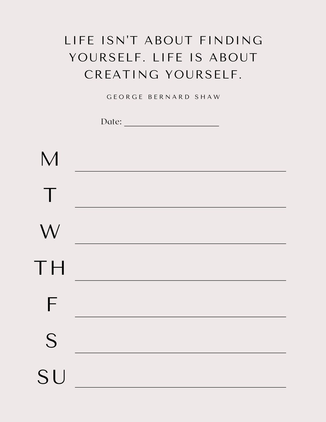 Printable Weekly to Do Template With Inspirational Quotes - INSPIRE SET ...