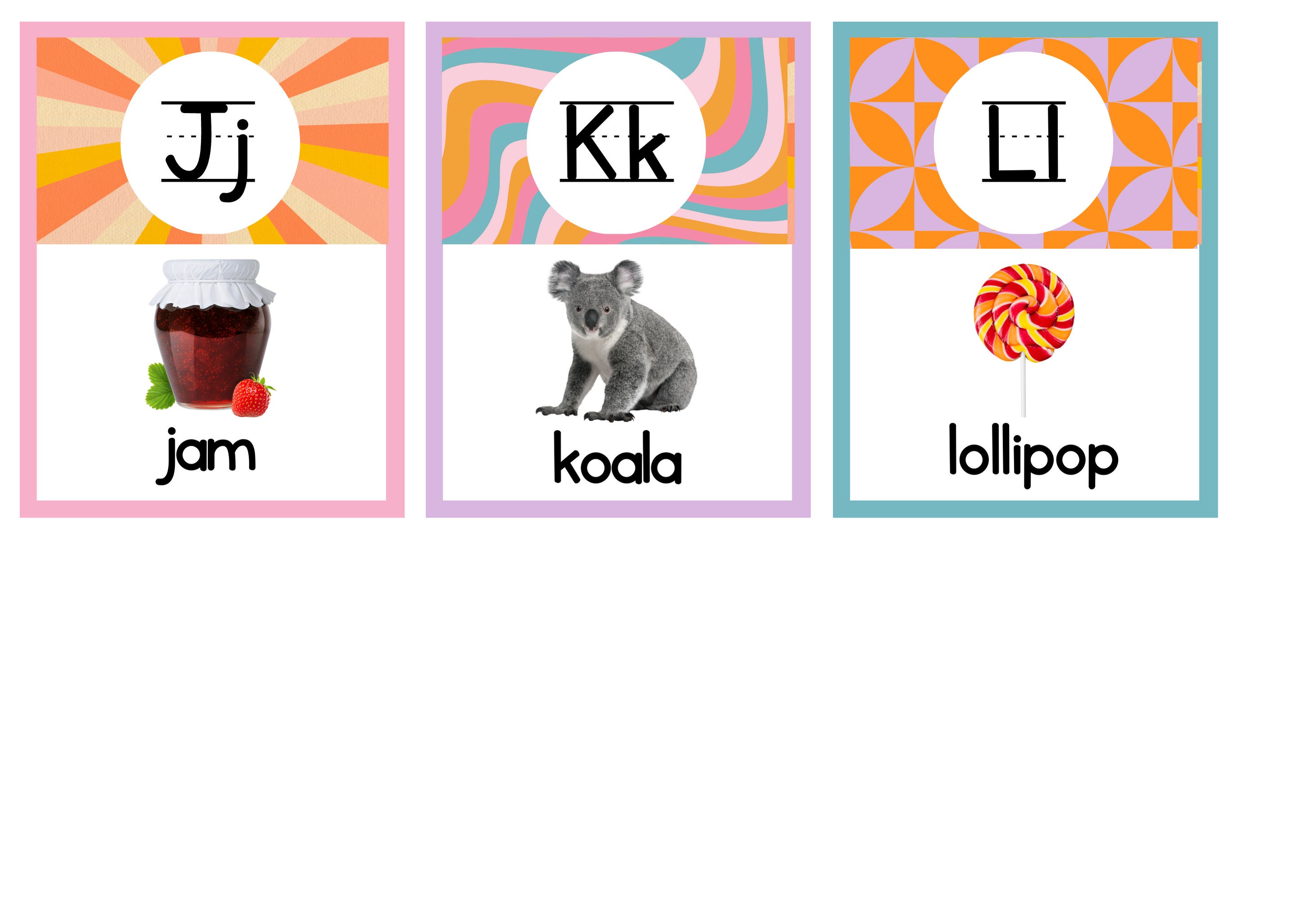 Groovy/retro Alphabet Flashcards - Etsy