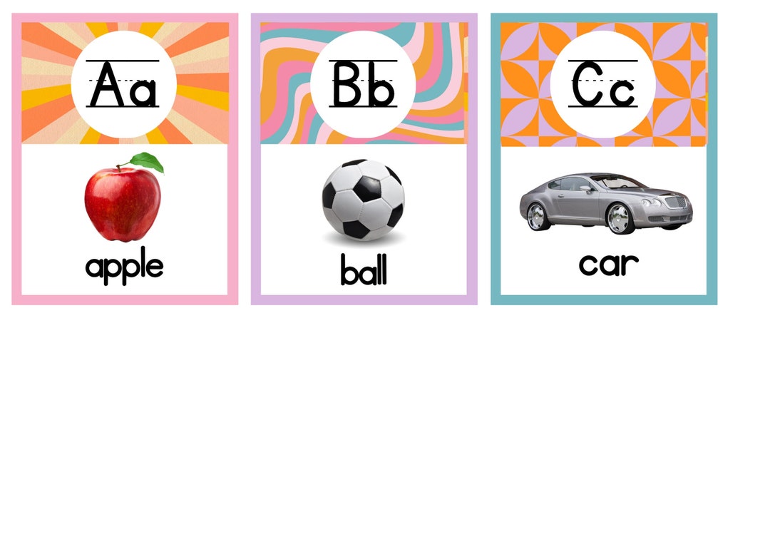 Groovy/retro Alphabet Flashcards - Etsy