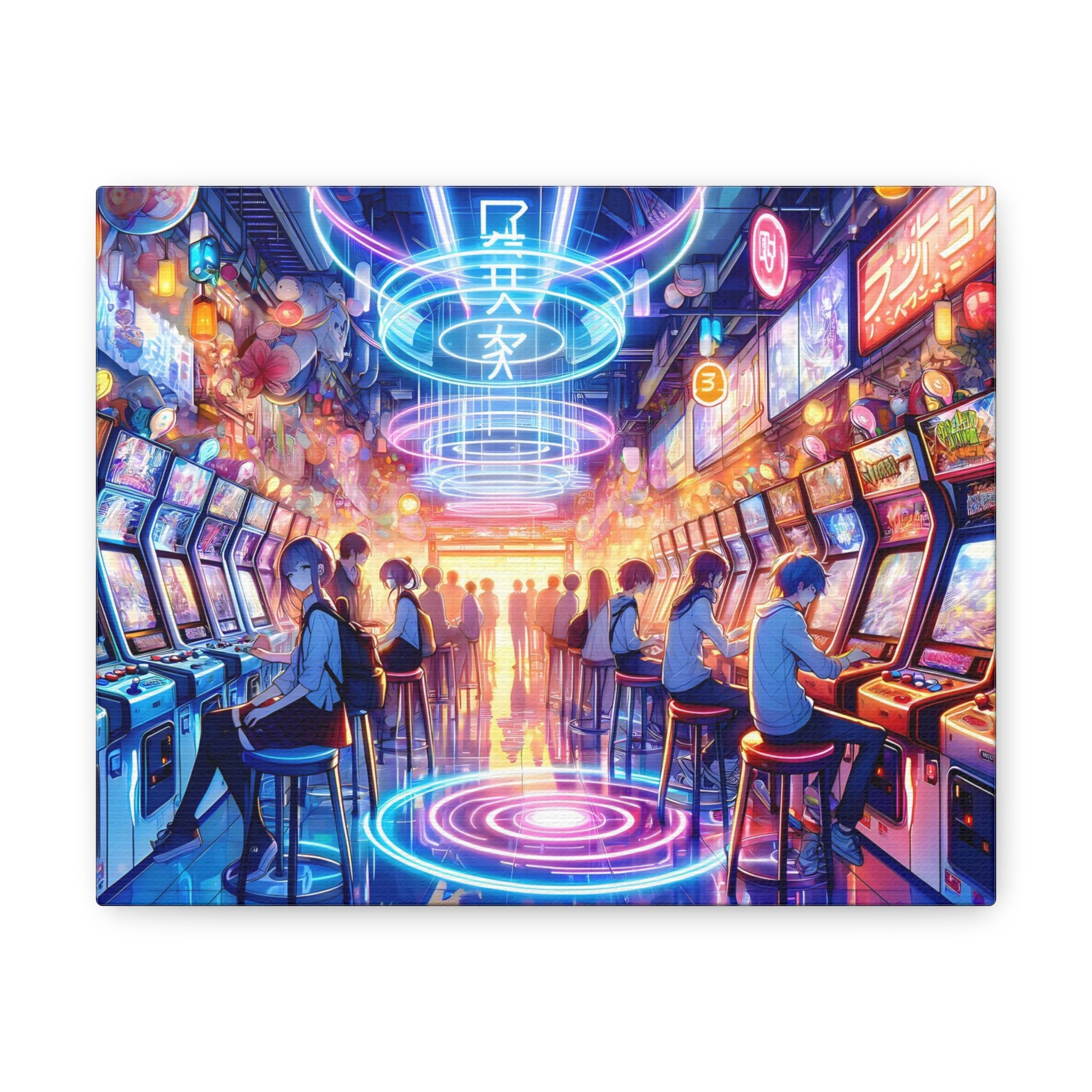 Neon Battleground - Vibrant Anime-style Arcade Canvas Art - Etsy