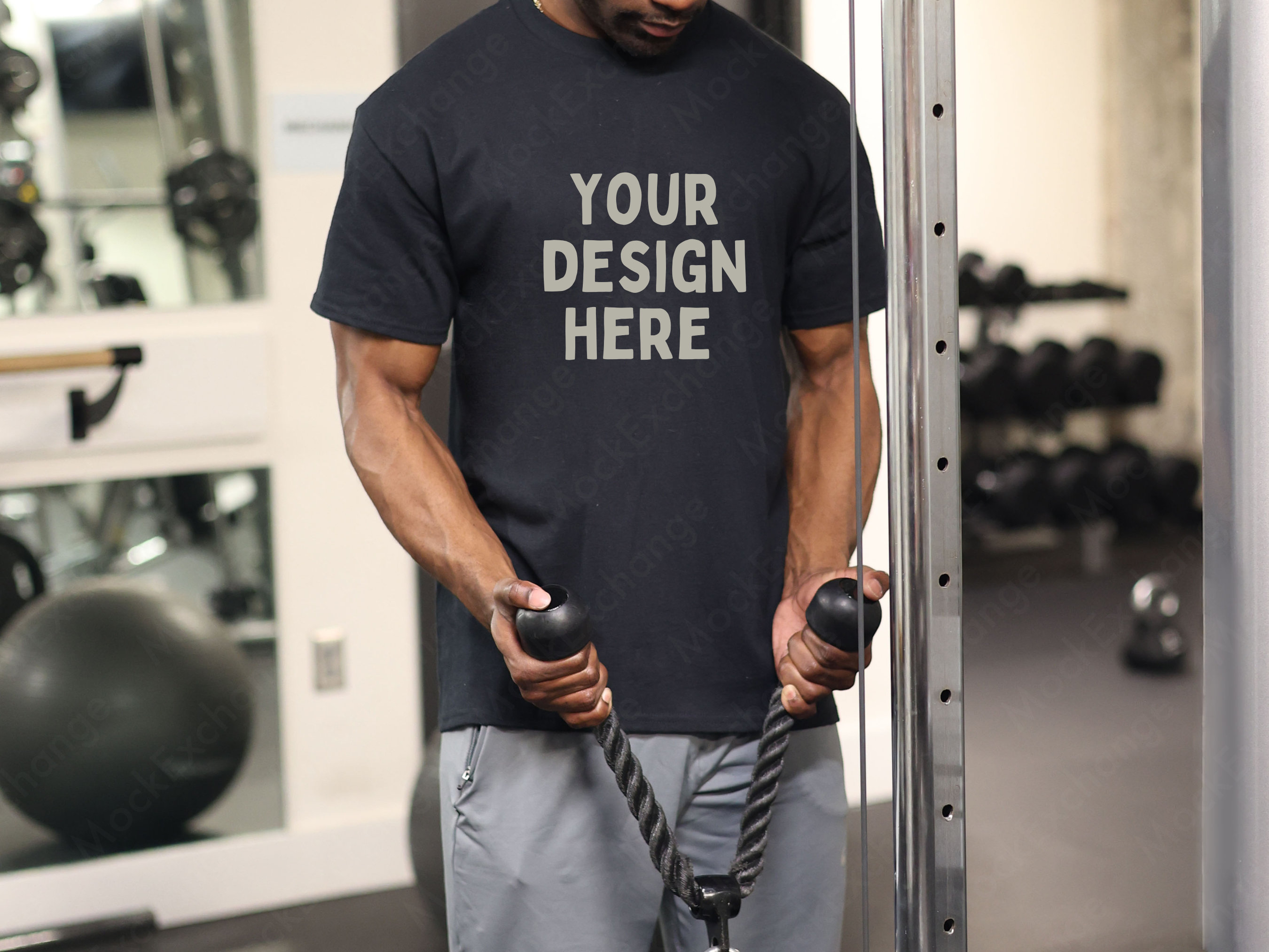 Gym Mockup Black Shirt, Bella Canvas 3001, Fitness Mockup, Bella Canvas ...
