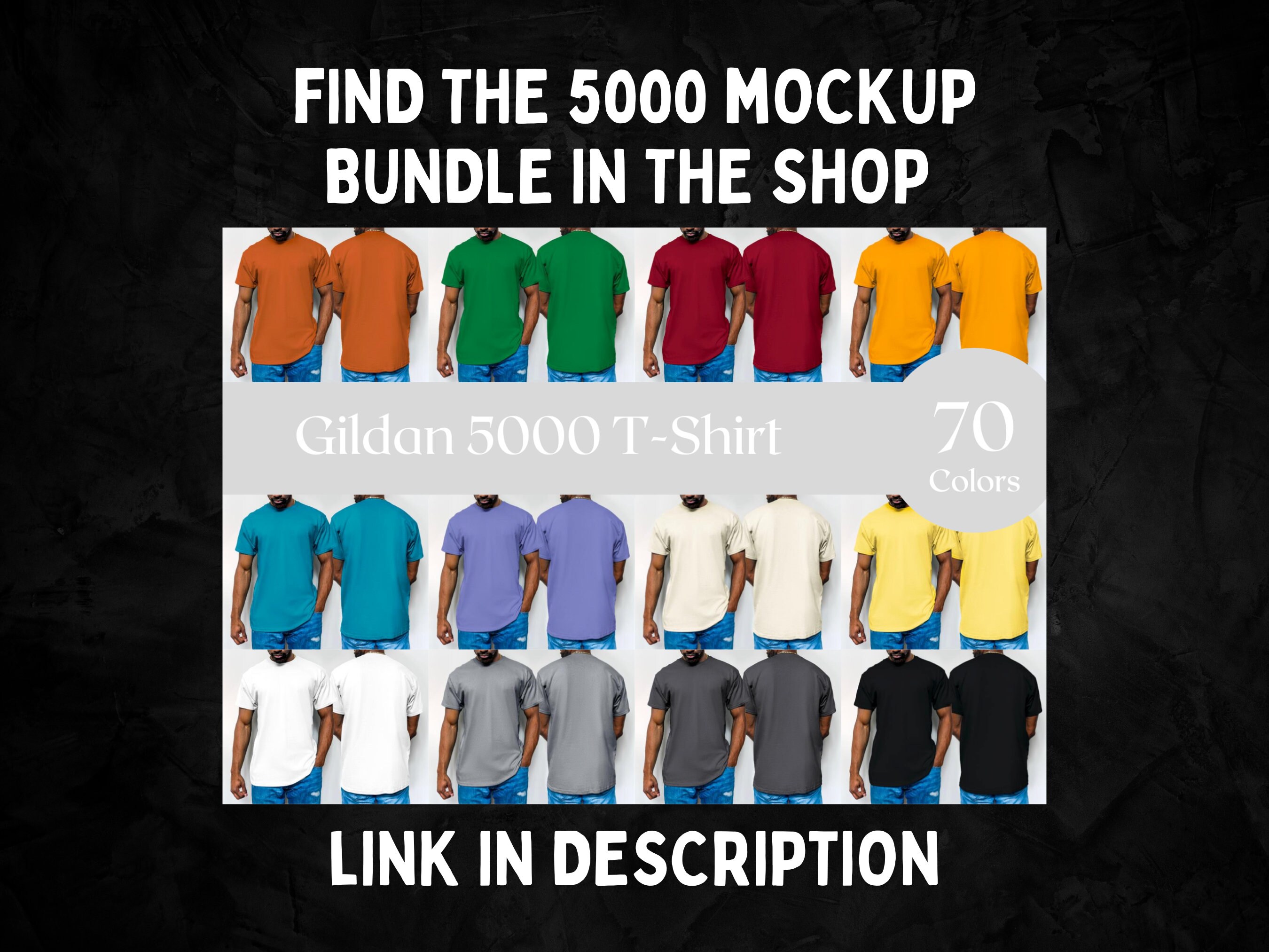 Front and Back Gildan 5000 Ash Gray T-shirt Mockup, G500 Mockup, Gildan ...