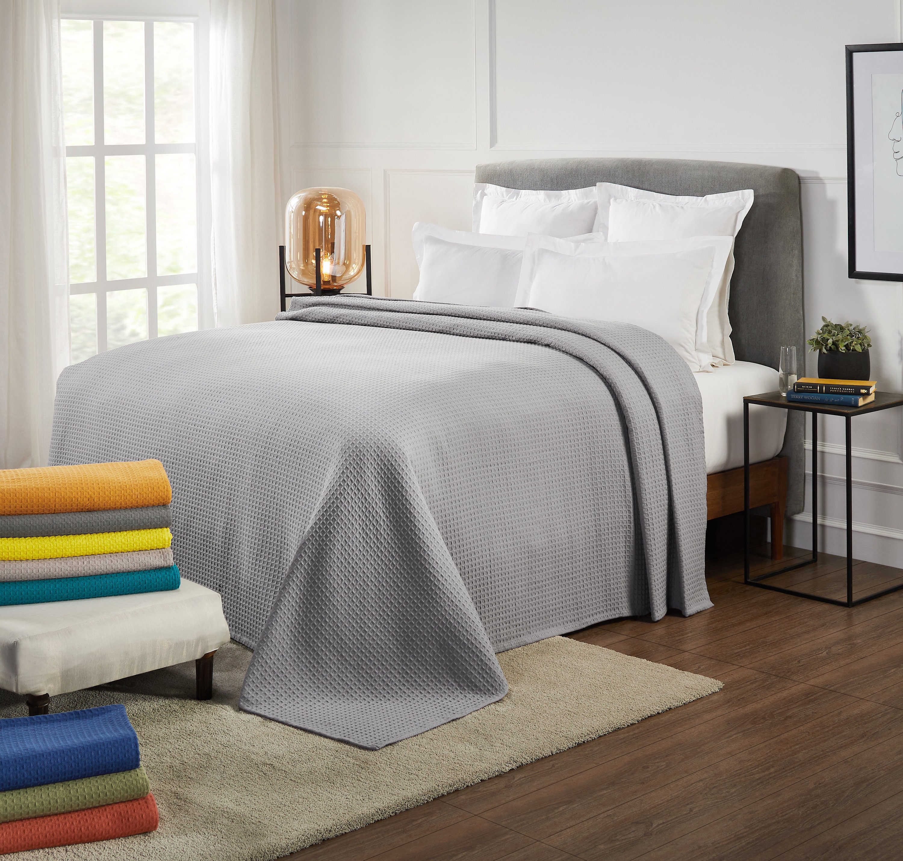 ESSELL Honeycomb Blankets- Waffle Weave | 100% Cotton | 450 GSM | Ultra ...