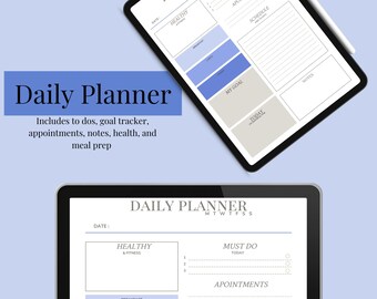Digital Daily Planner, Printable Planner, Daily Planner, Hourly, Daily ...
