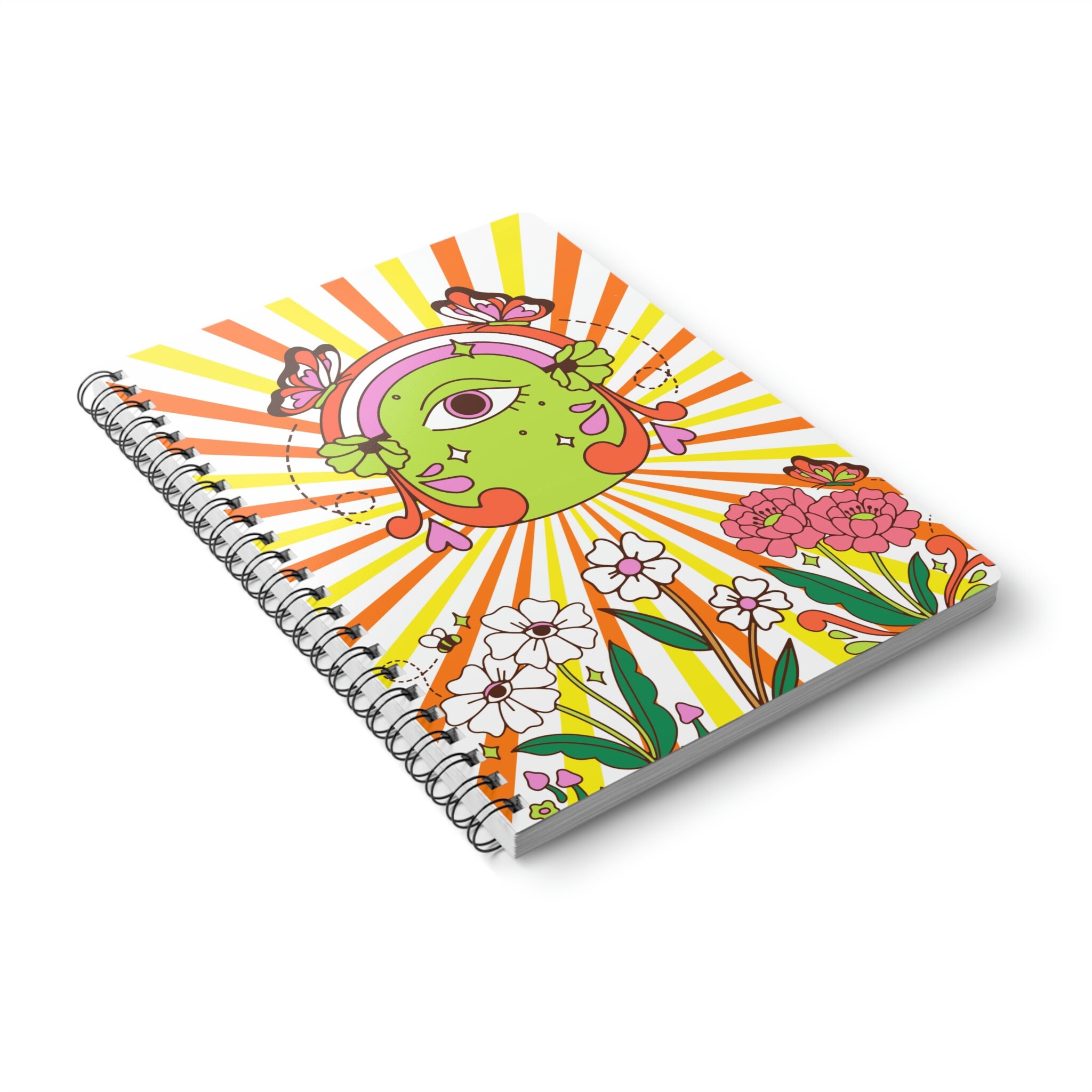 Trippy Cool Retro Vector Psychedelic Softcover Wire Bound Notebook ...