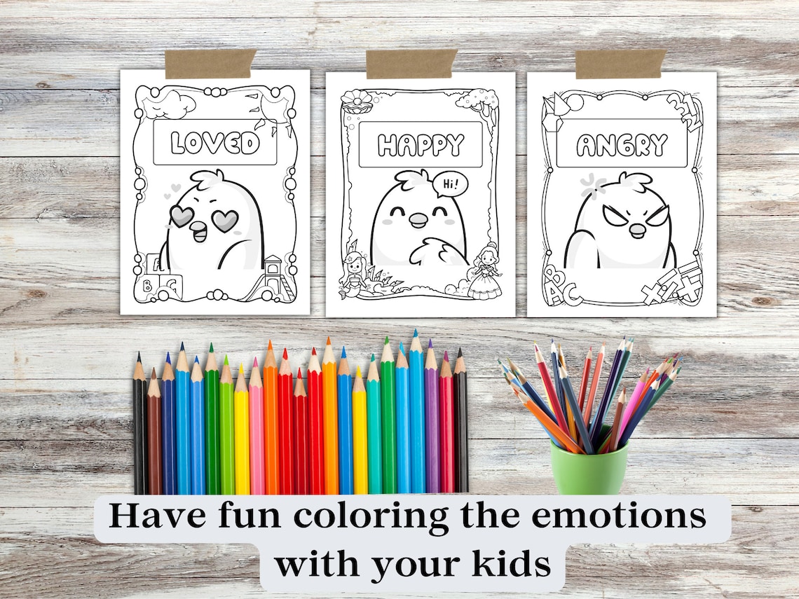 Emotions Coloring Page for Kids Printable Digital Instant Download ...