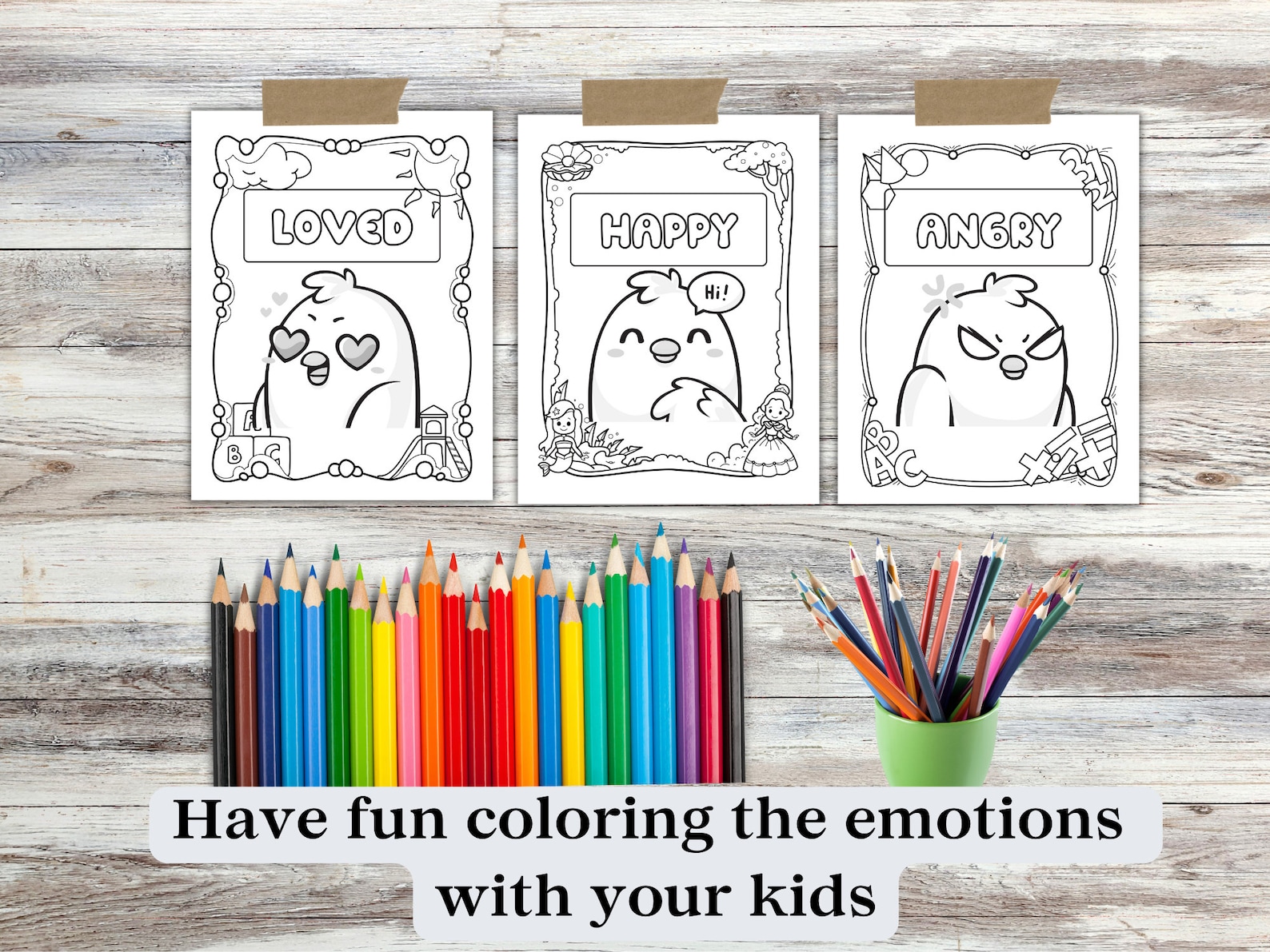 Emotions Coloring Page for Kids Printable Digital Instant Download ...