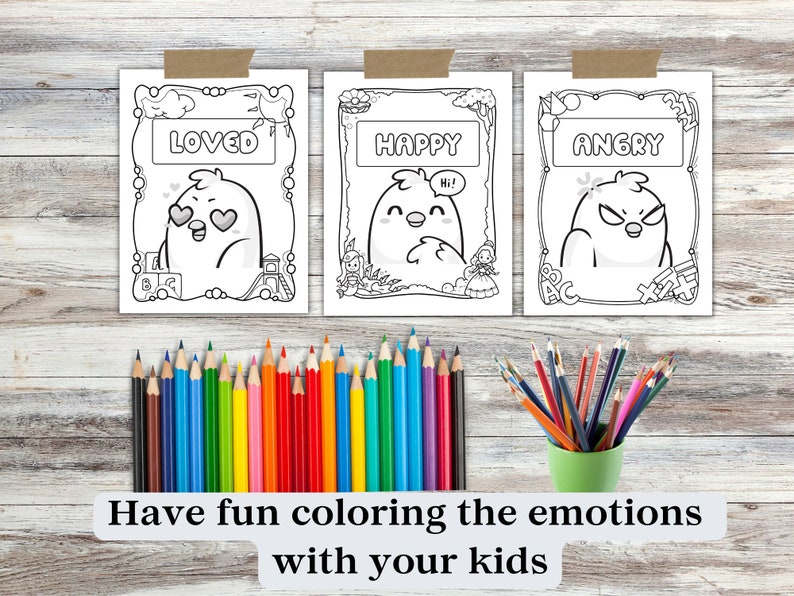 Emotions Coloring Page for Kids Printable Digital Instant Download ...