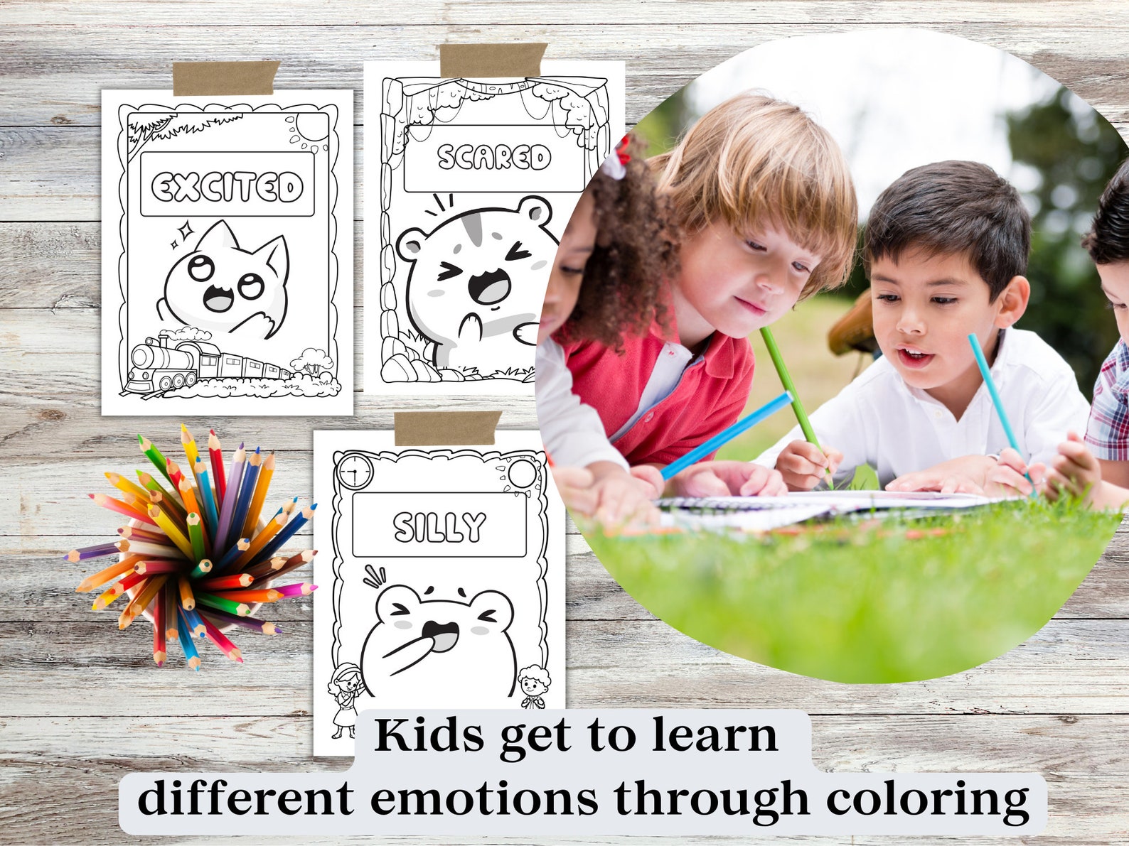 Emotions Coloring Page for Kids Printable Digital Instant Download ...