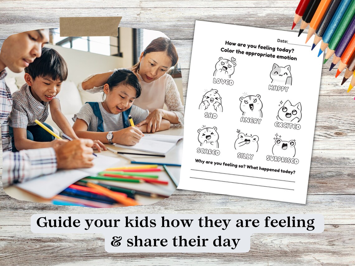 Emotions Coloring Page for Kids Printable Digital Instant Download ...