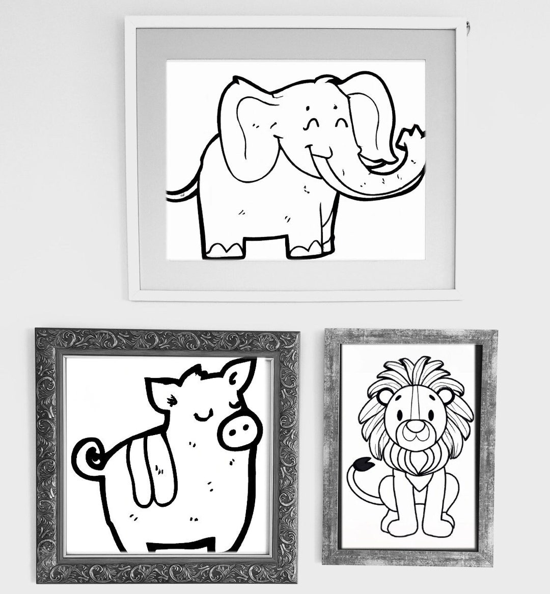 Animal Set. Three Set, Lion, Elephant, Pig. Cute Wall Décor - Etsy