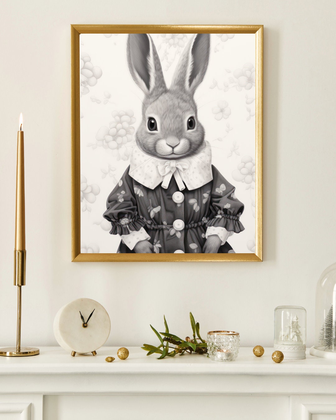 Vintage Rabbit Art Print Printable Nursery Decor Easter Art Print ...