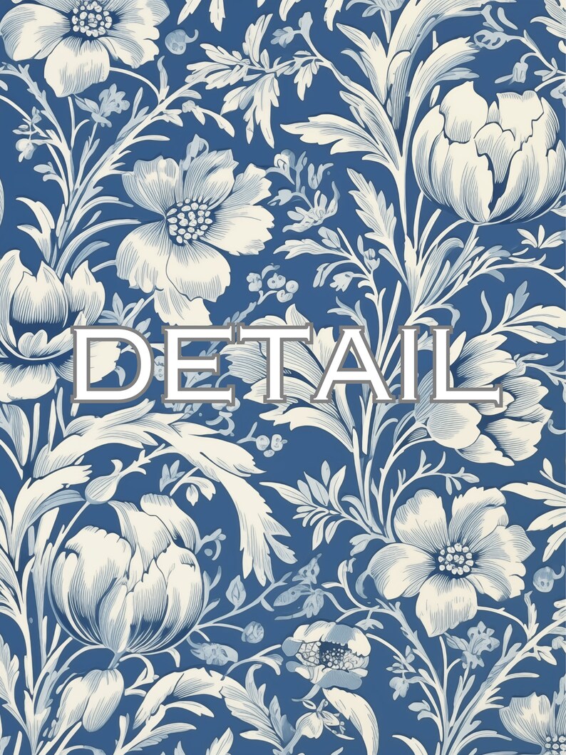 Printable Blue Floral Pattern, Downloadable Print, Botanical Wall Art ...