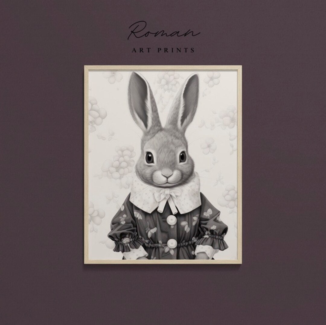 Vintage Rabbit Art Print Printable Nursery Decor Easter Art Print ...