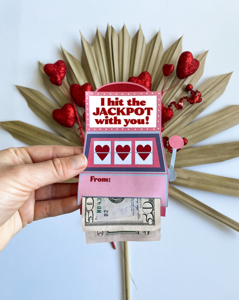 Money Gift Jackpot Printable Slot Machine Cash Holder for Him or Her ...