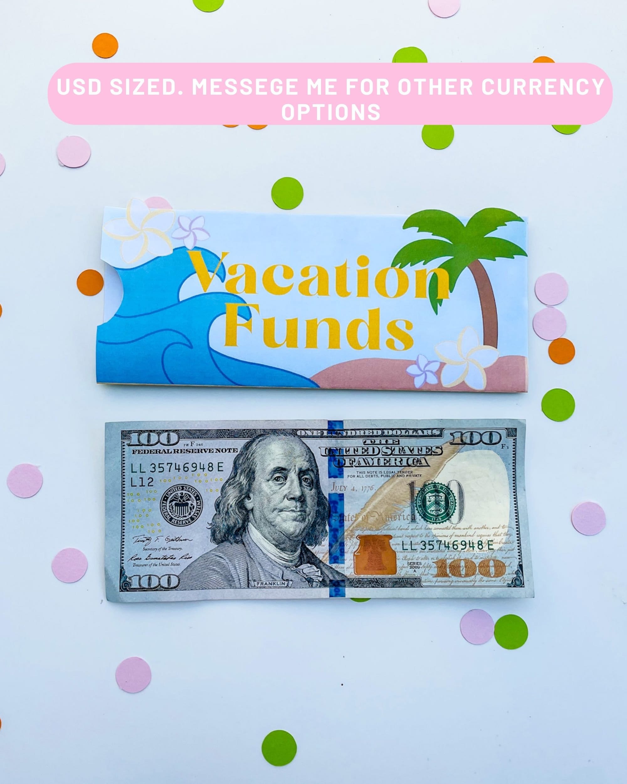 Vacation Money Envelope for Cash Gifts Trip Funds Money Insert for Gift ...