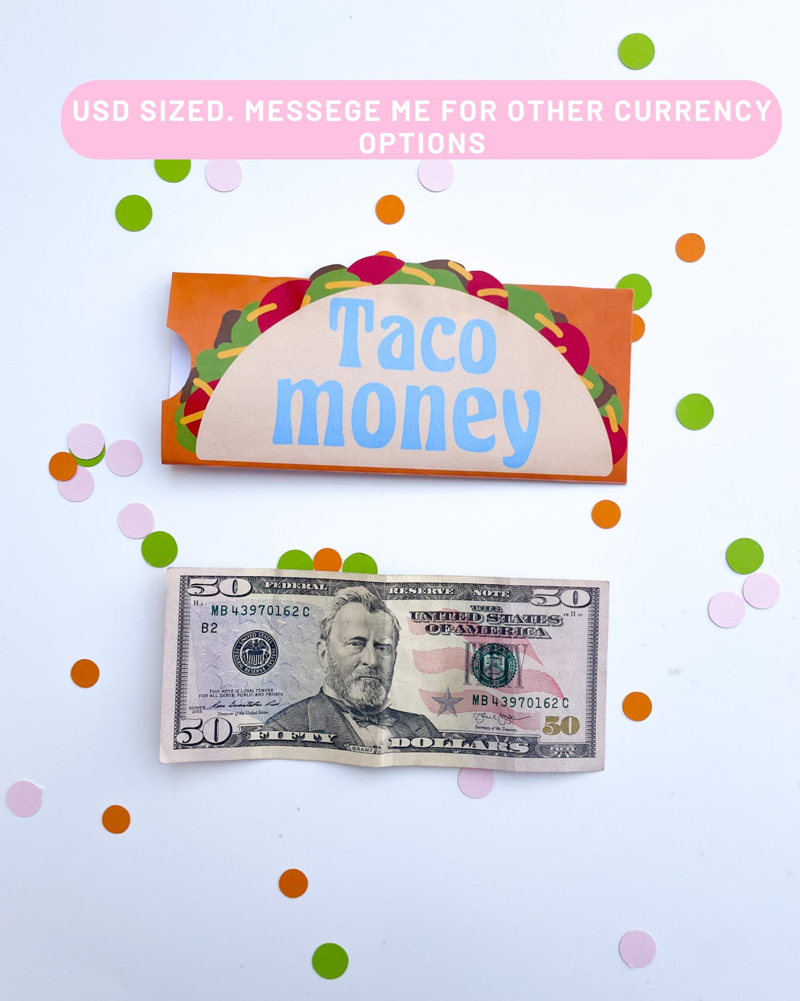 Taco Money Gift Envelope for Cash Gifts Birthday Money Taco and Mexican ...