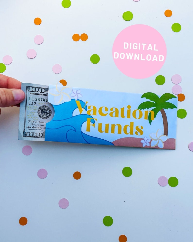 Vacation Money Envelope for Cash Gifts Trip Funds Money Insert for Gift ...