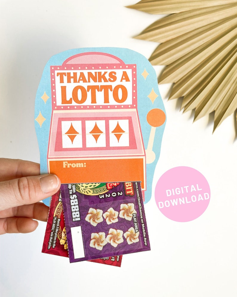 Thank You Gift Lottery Ticket or Money Holder Slot Machine Lotto Card ...