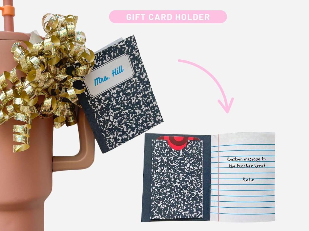 Editable Teacher Gift Card Holder Template Composition Notebook Style ...