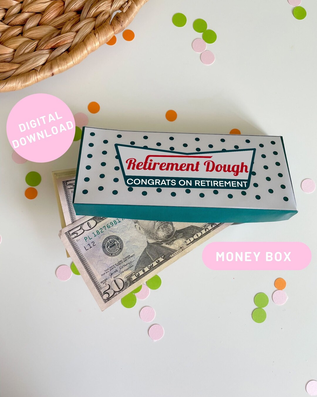 Retirement Money Gift Mini Donut Box Money Holder Retirement Dough ...