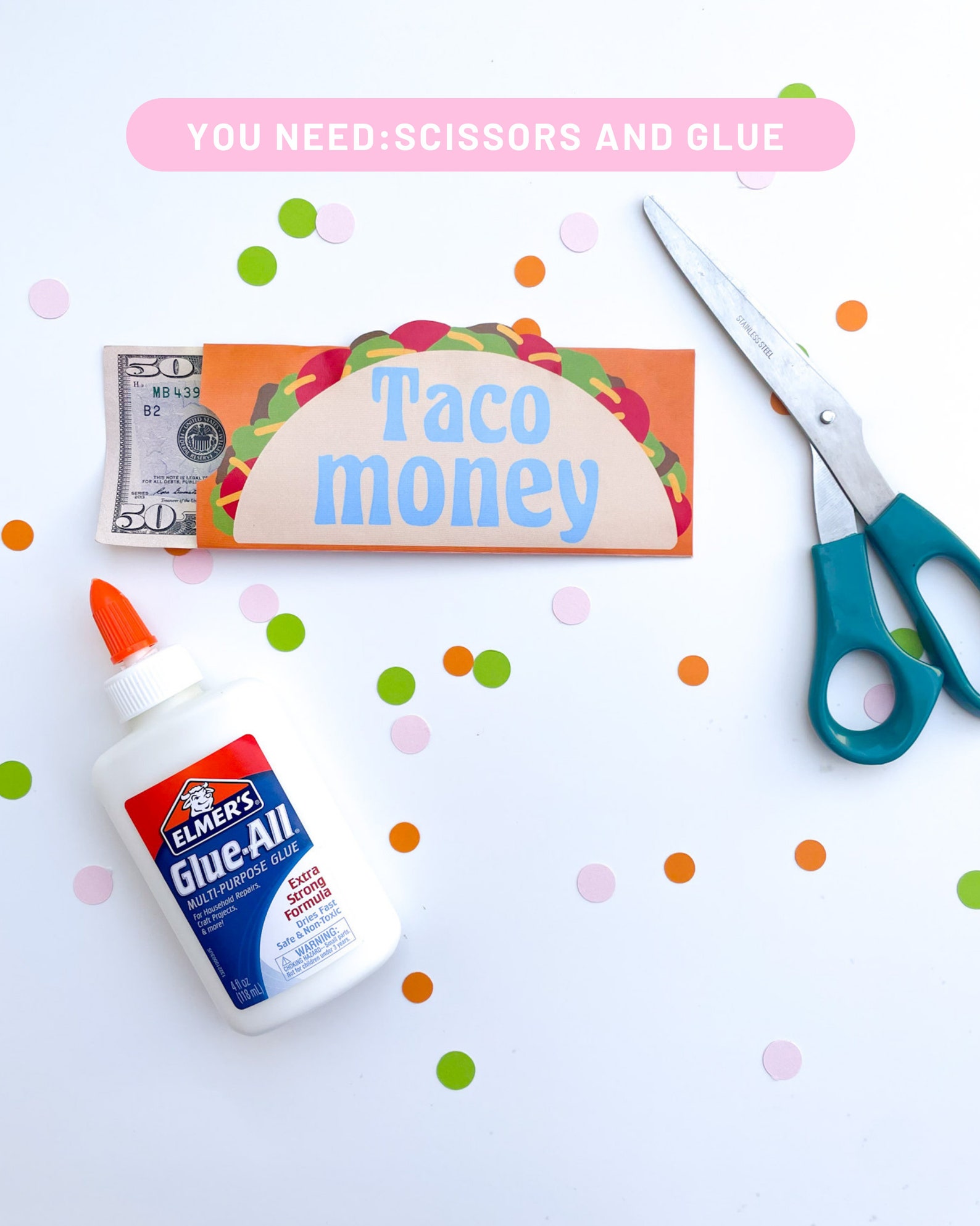 Taco Money Gift Envelope for Cash Gifts Birthday Money Taco and Mexican ...