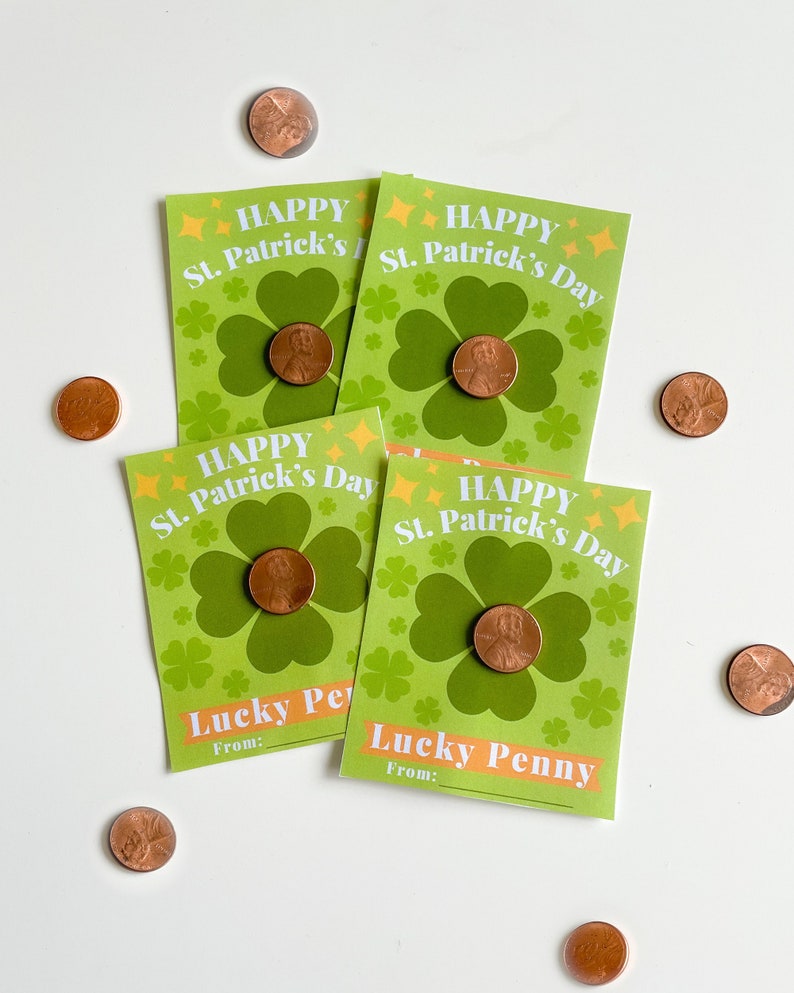 Lucky Penny Card Gift St Patricks Day Printable Coin Holder for Class ...