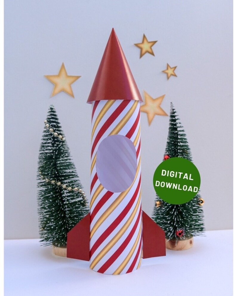 Christmas Elf Rocket Arrival Day Space Themed Red and Green Spaceship ...