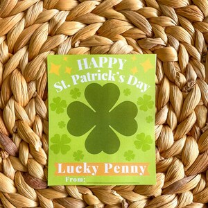 Lucky Penny Card Gift St Patricks Day Printable Coin Holder for Class ...