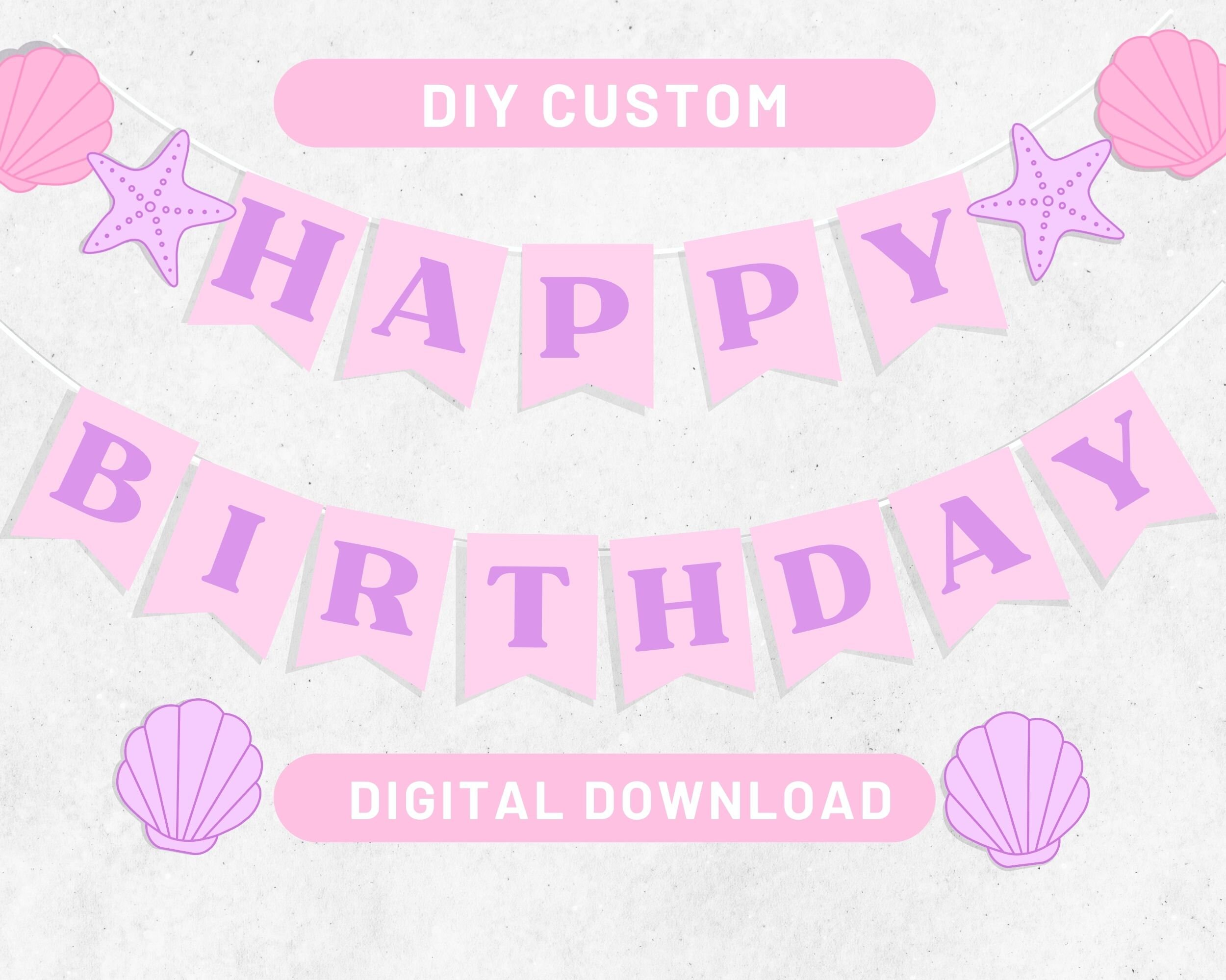 Mermaid Birthday Banner Shell Party Sign Ocean Themed Starfish Sign for ...