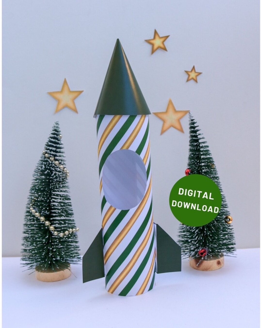 Christmas Elf Rocket Astronaught Space Themed Red and Green Spaceship ...