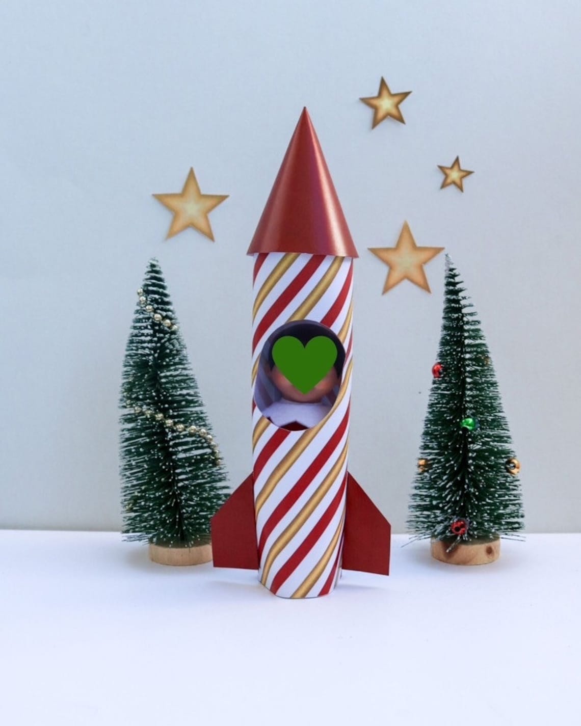 Christmas Elf Rocket Arrival Day Space Themed Red and Green Spaceship ...