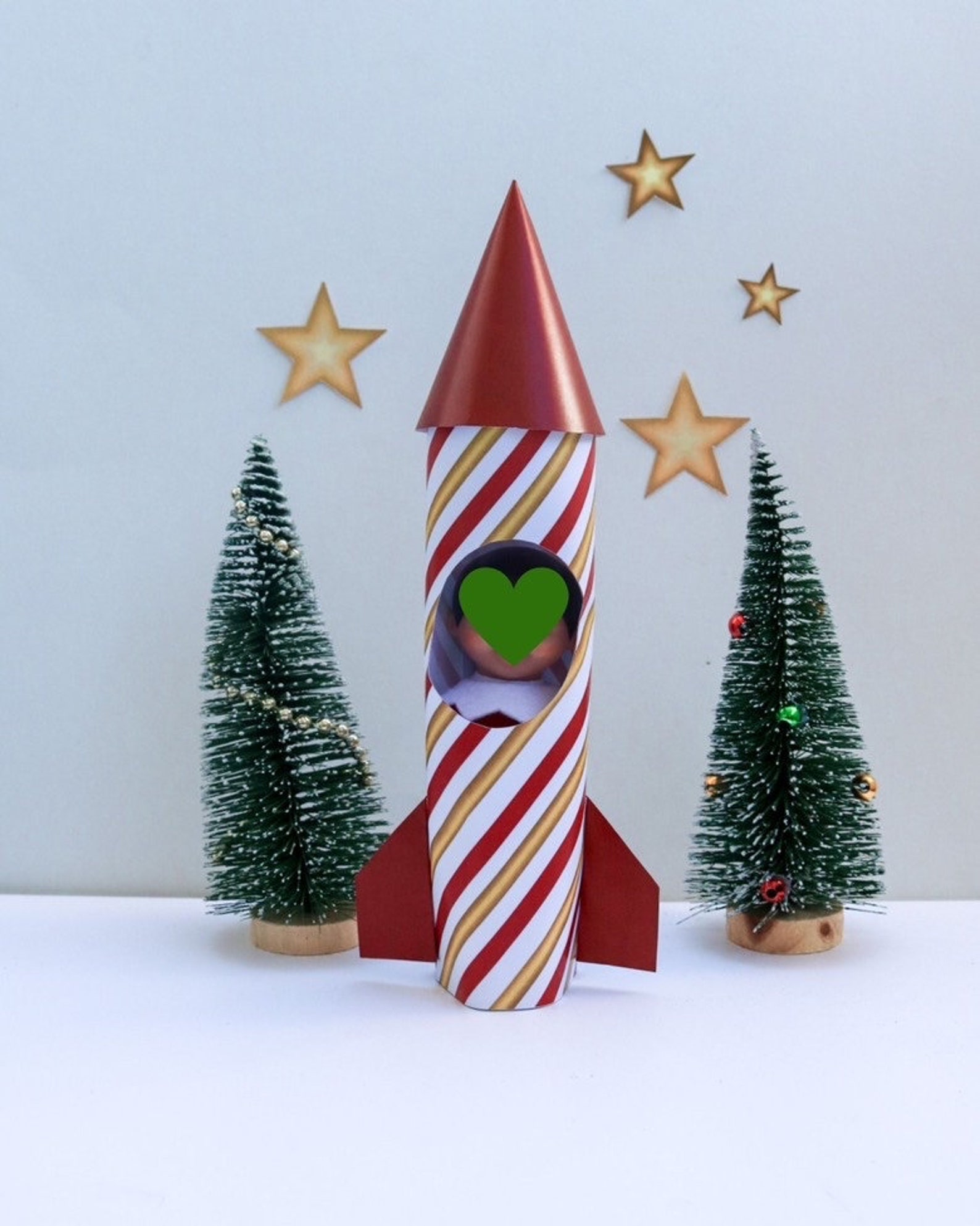 Christmas Elf Rocket Arrival Day Space Themed Red and Green Spaceship ...