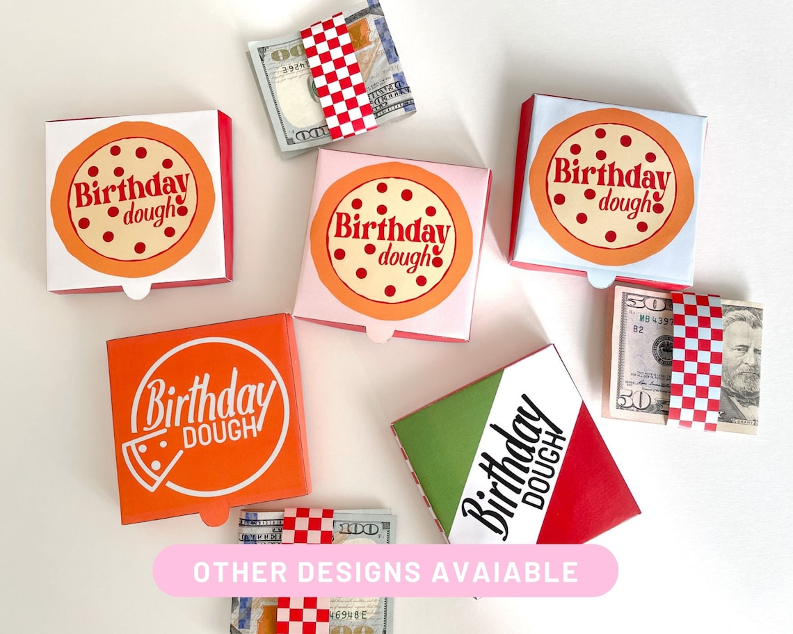 Birthday Money Pizza Box Gift Birthday Dough Cash Envelope - Etsy