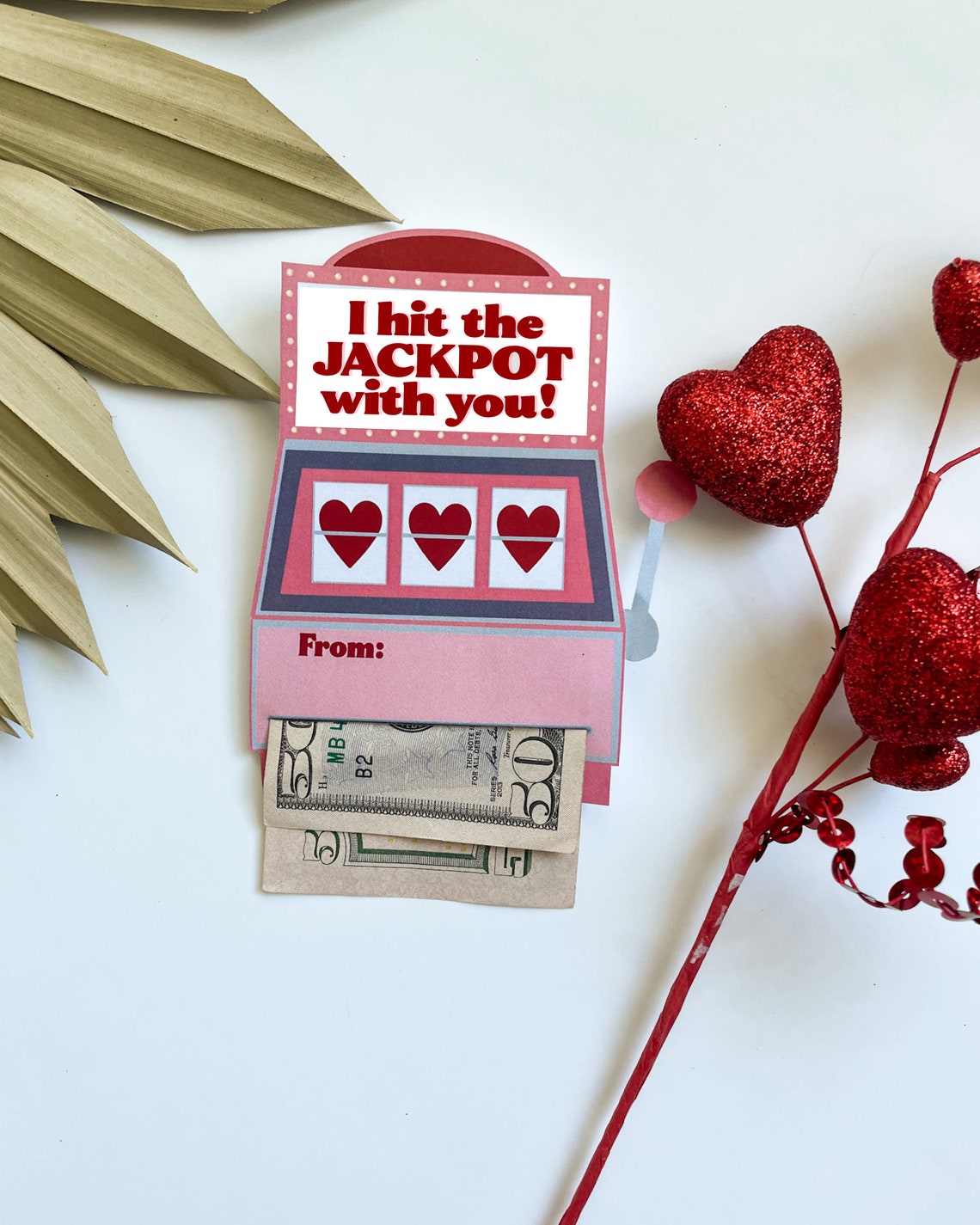 Money Gift Jackpot Printable Slot Machine Cash Holder for Him or Her ...