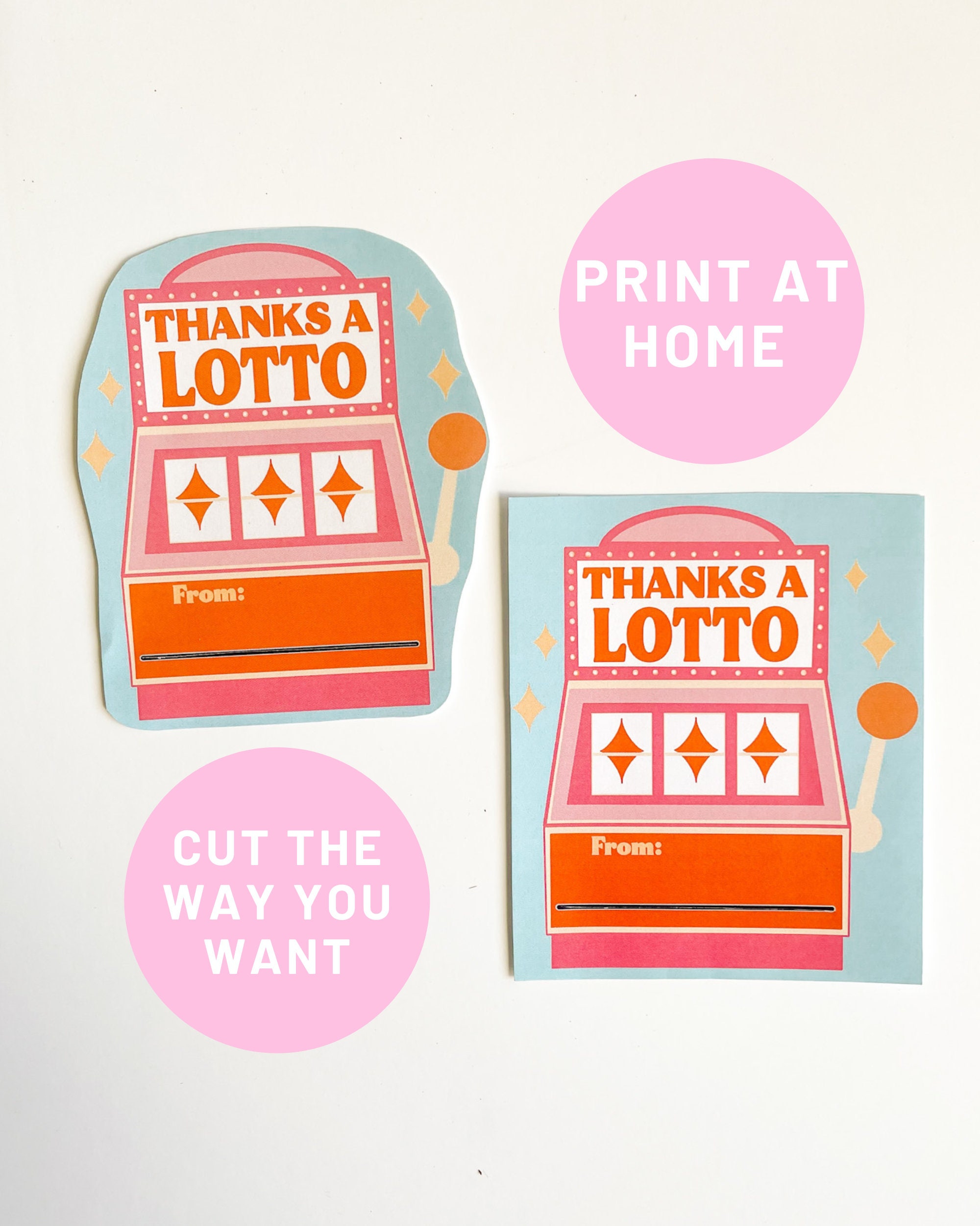 Thank You Gift Lottery Ticket or Money Holder Slot Machine Lotto Card ...