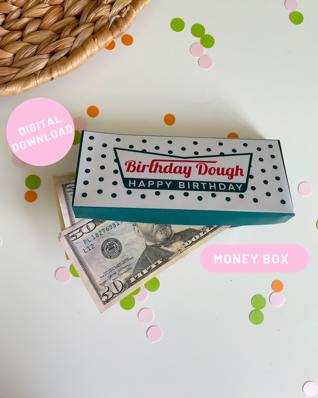 Birthday Money Gift Mini Donut Box Money Holder Birthday Dough Funny ...