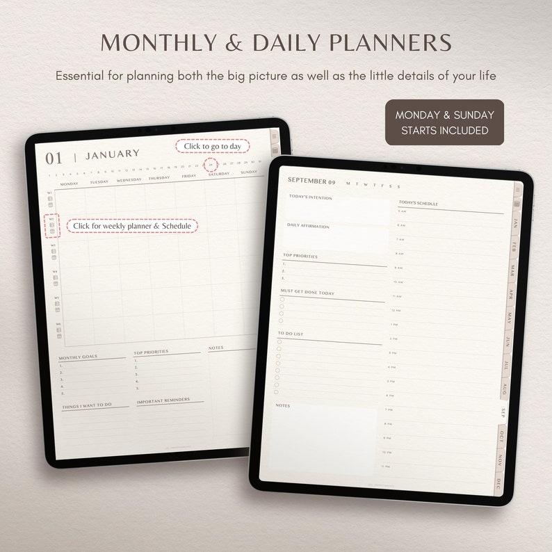 Digital Planner Undated Simple Minimalist Boho Terracotta Daily, Weekly ...