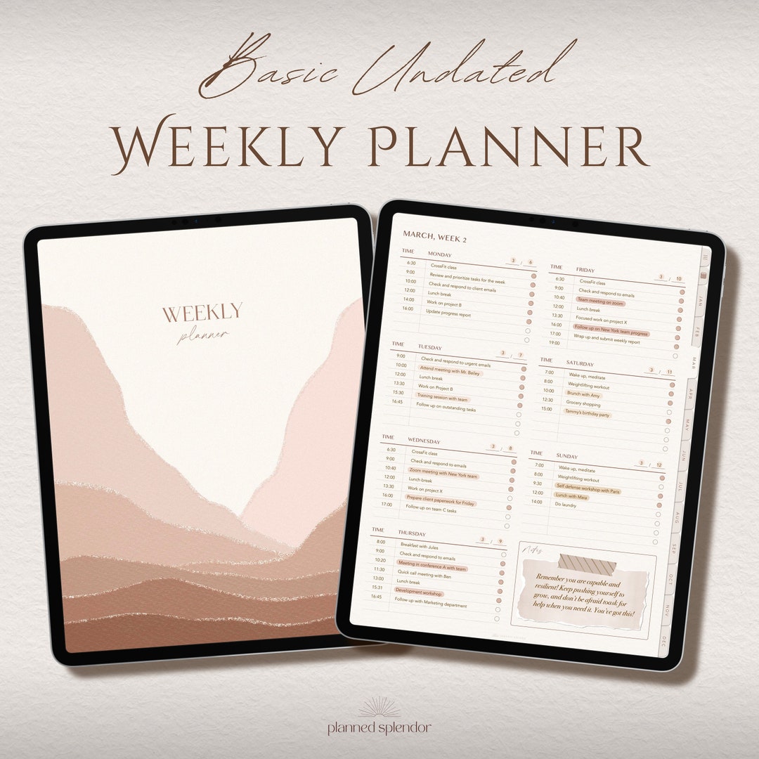 Minimalist Boho Digital Weekly Planner: Undated for Goodnotes ...
