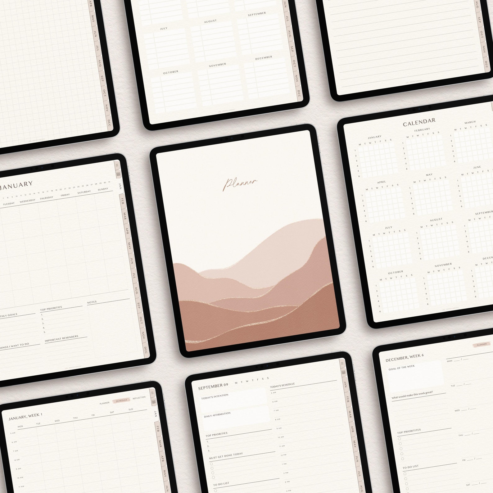 Minimalist Boho Digital Planner: Undated, Daily, Weekly, Monthly (PDF ...