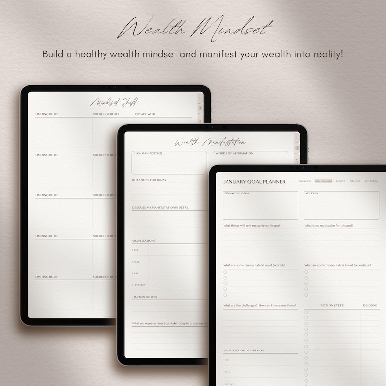 Minimalist Digital Budget Planner: Monthly Finance Trackers, Savings ...