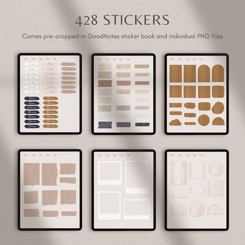 Digital Sticker Neutral Sticky Notes Hyperlinked Minimalist - Etsy