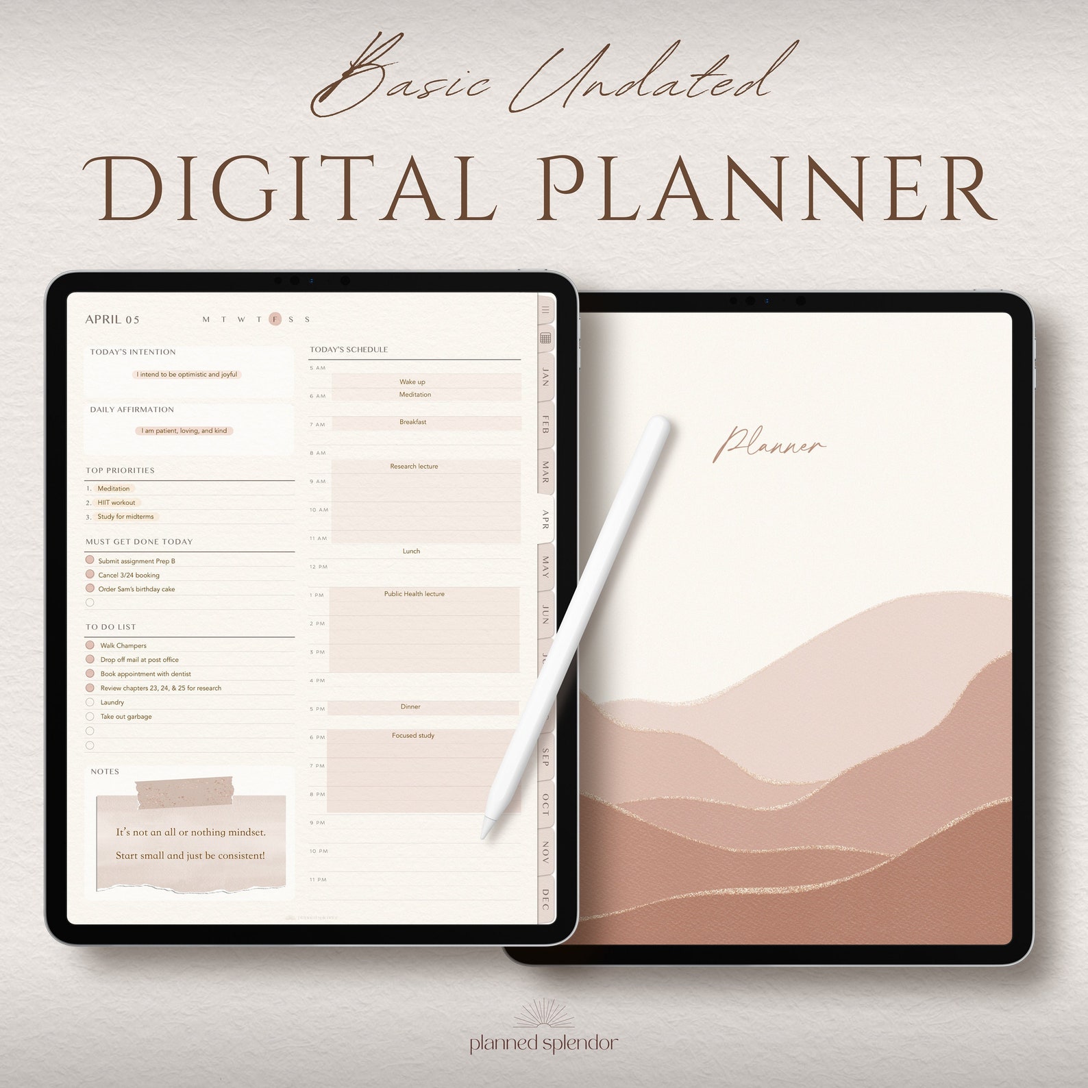 Minimalist Boho Digital Planner: Undated, Daily, Weekly, Monthly (PDF ...