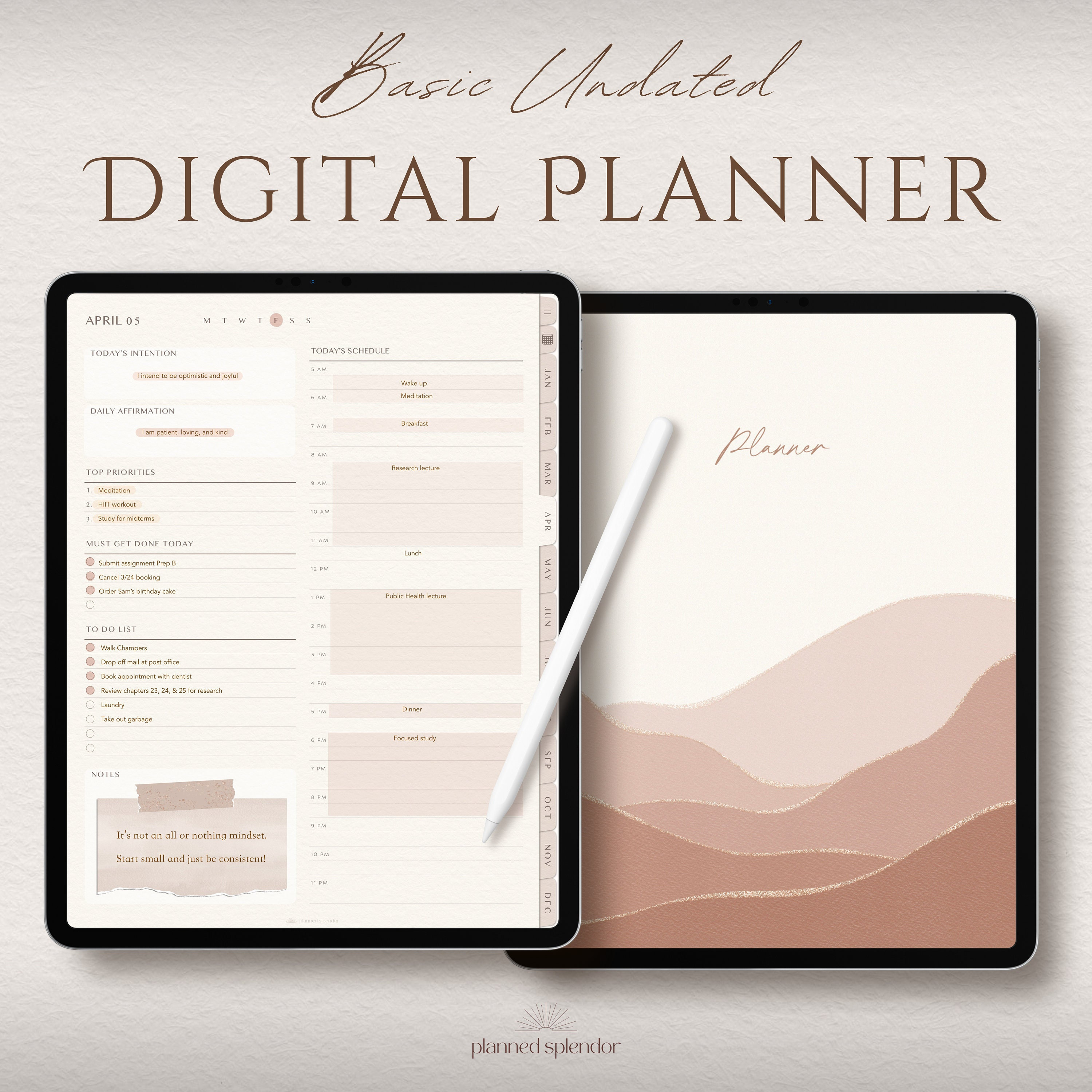 Minimalist Boho Digital Planner: Undated, Daily, Weekly, Monthly (PDF ...